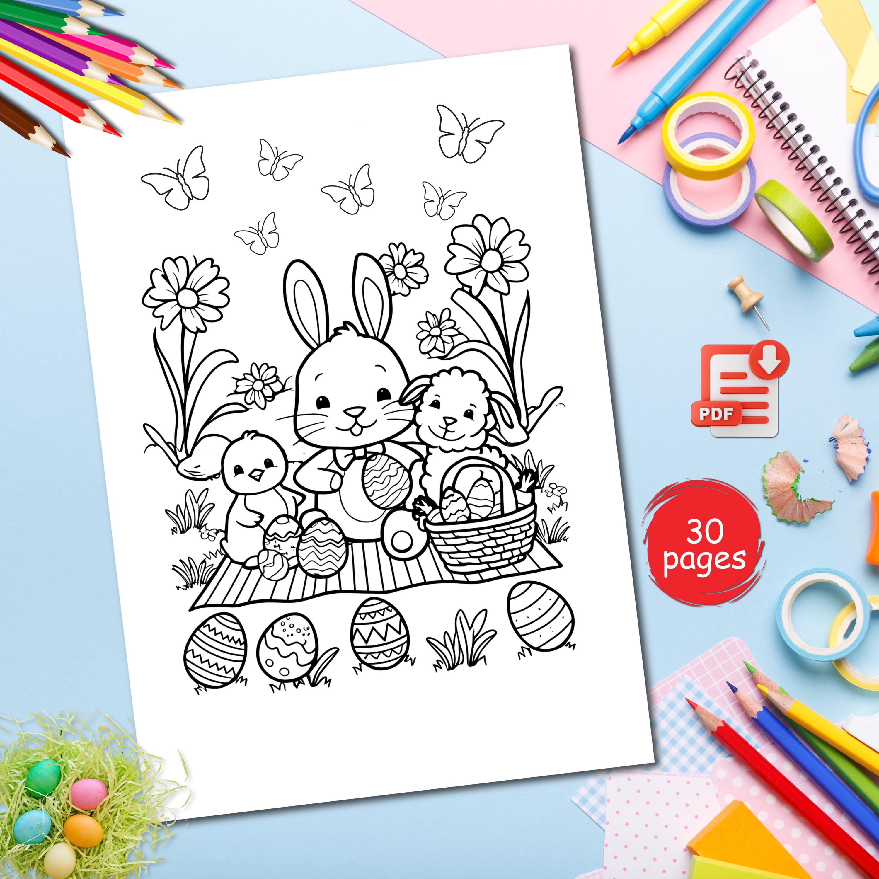 Easter Coloring Book for Kids – 30 Fun Pages With Easter Bunny, Chicks ...