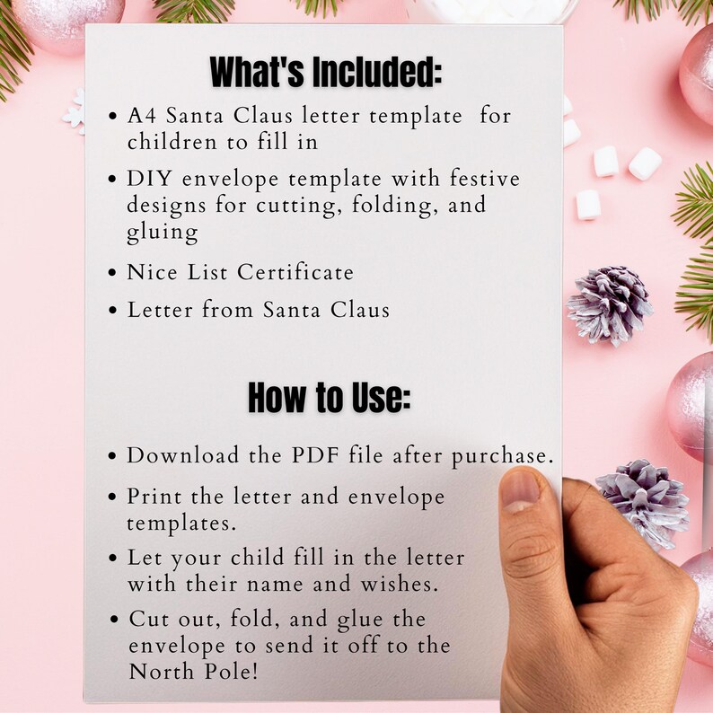 Letter to Santa Printable Pink Collection – Christmas Wish List ...