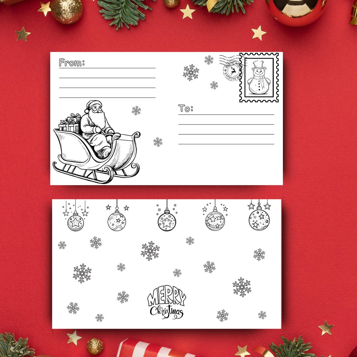 Printable Santa Letter Coloring Set | Dear Santa Letter & Envelope ...