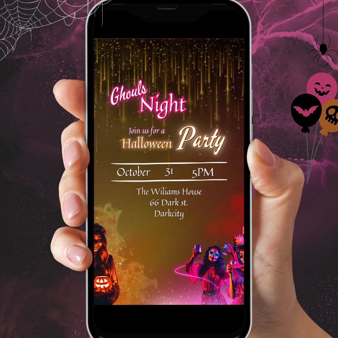 Editable Ghouls Night Halloween Party Invitation – Spooky Digital ...