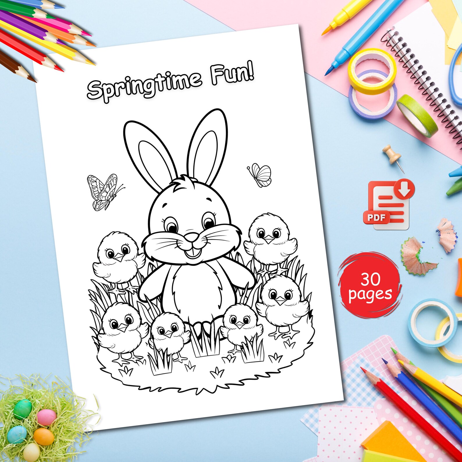 Easter Coloring Book for Kids – 30 Fun Pages With Easter Bunny, Chicks ...