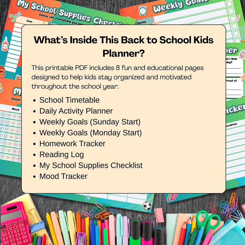 Printable Kids School Planner PDF – Timetable, Daily and Weekly ...