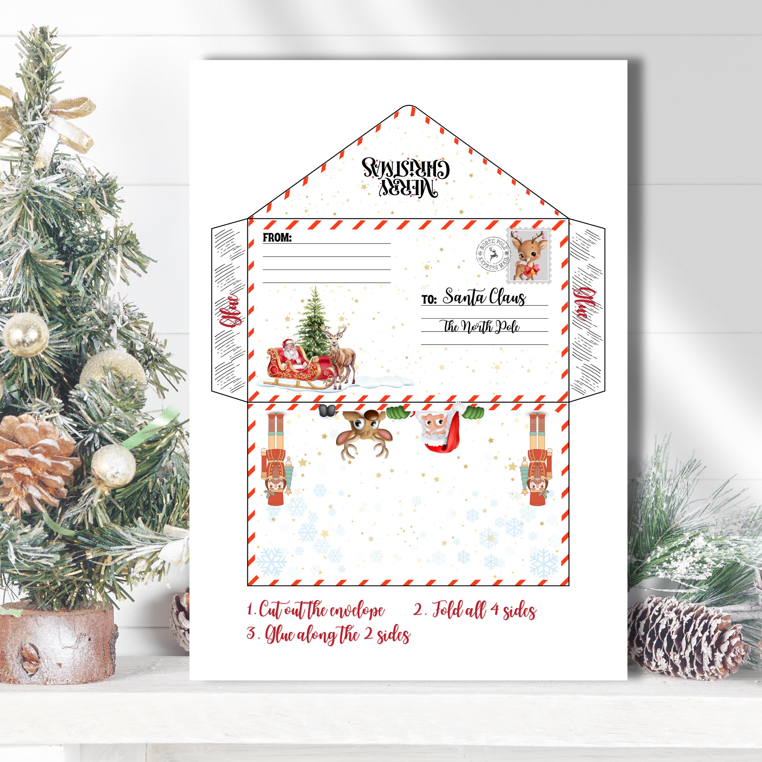 Printable Christmas Letter to Santa With DIY Envelope | Kids Holiday ...