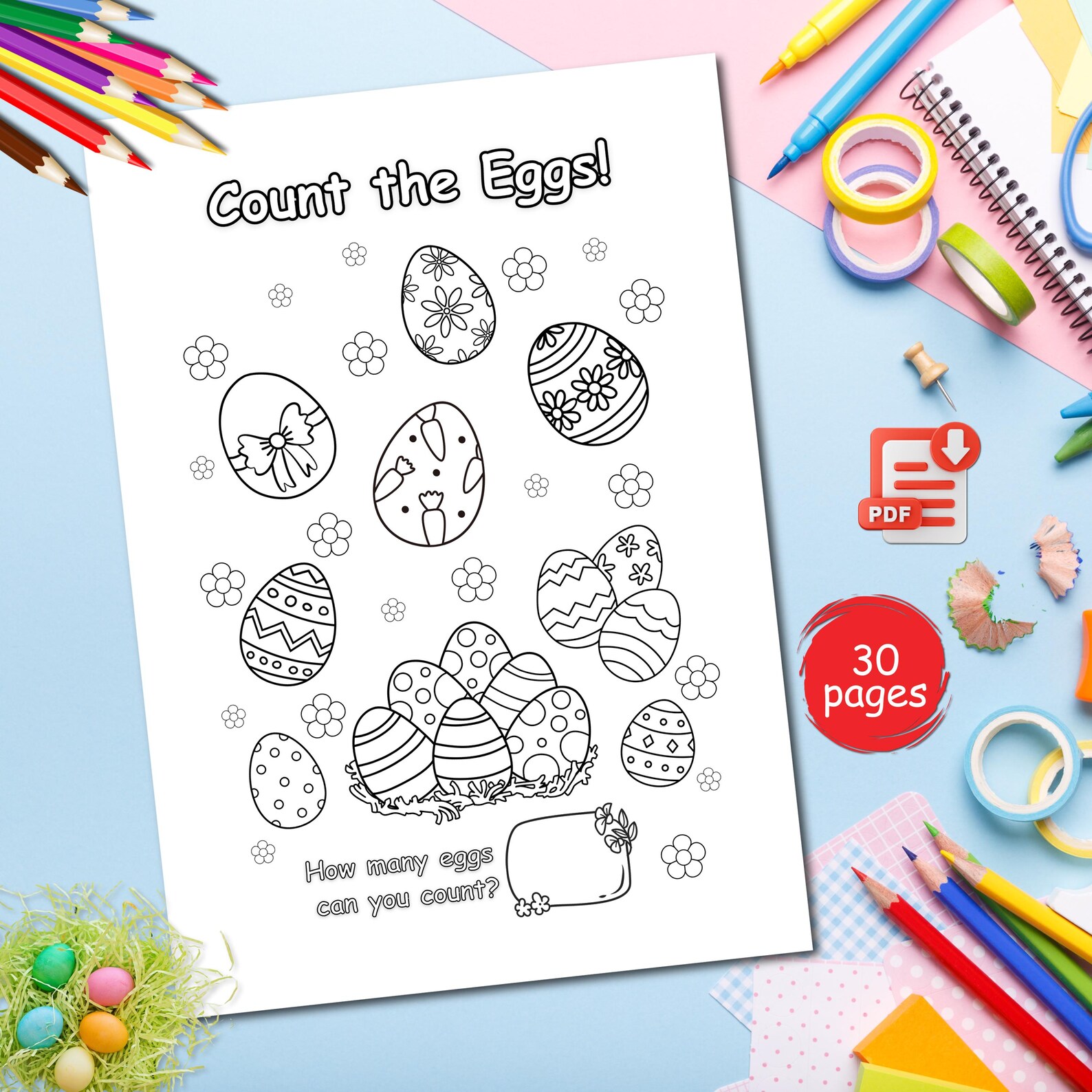 Easter Coloring Book for Kids – 30 Fun Pages With Easter Bunny, Chicks ...