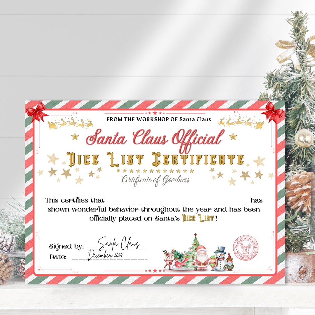 Personalized Nice List Certificate & Santa Letter Digital Download for ...