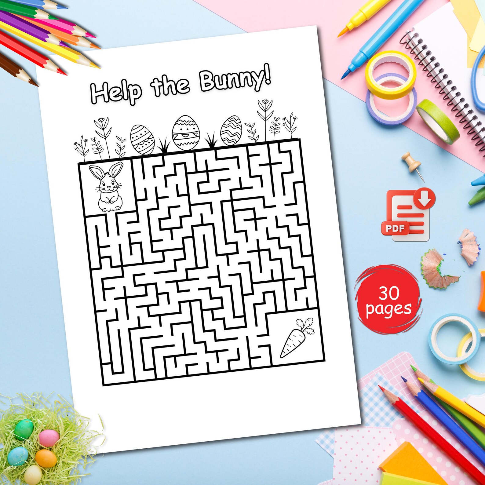 Easter Coloring Book for Kids – 30 Fun Pages With Easter Bunny, Chicks ...