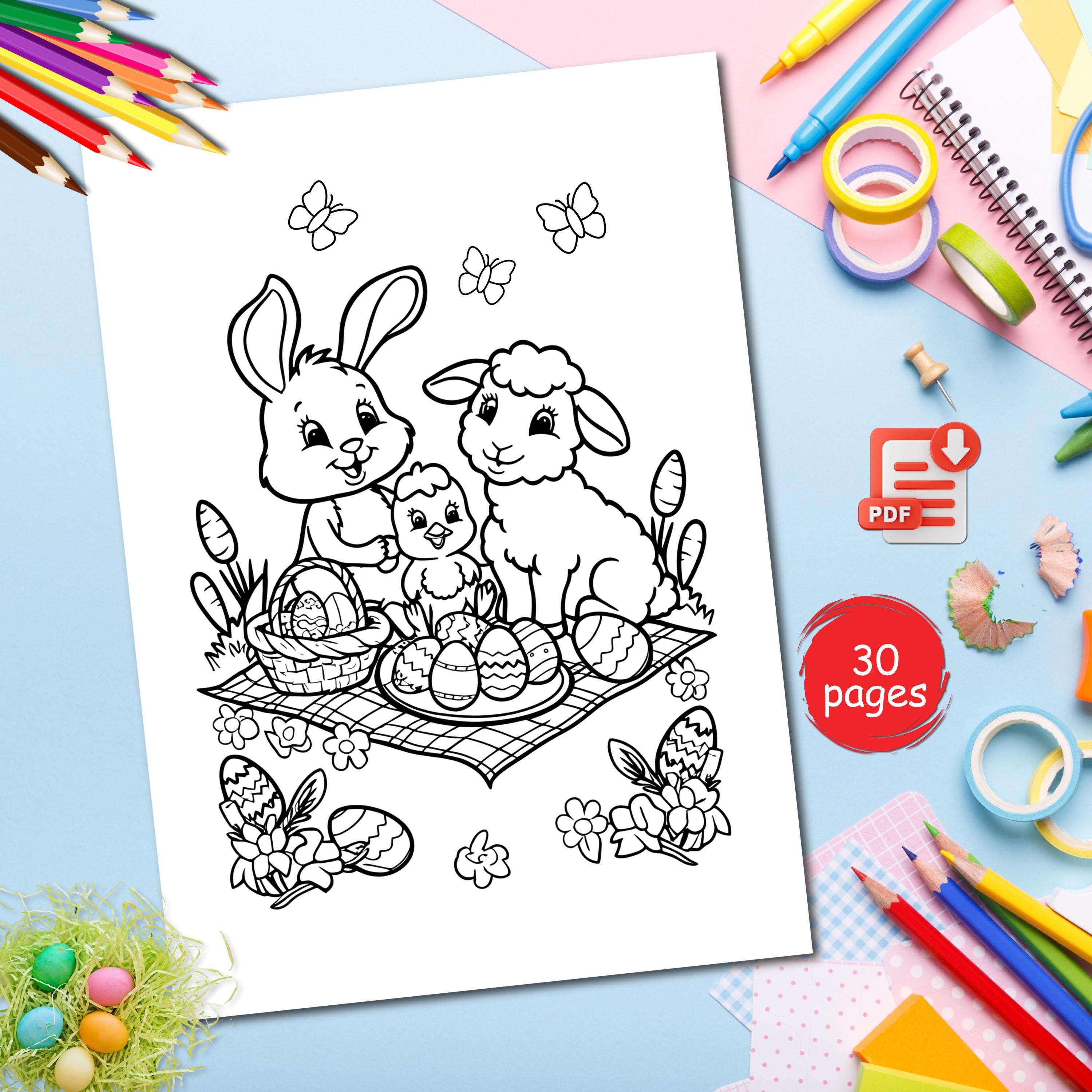 Easter Coloring Book for Kids – 30 Fun Pages With Easter Bunny, Chicks ...