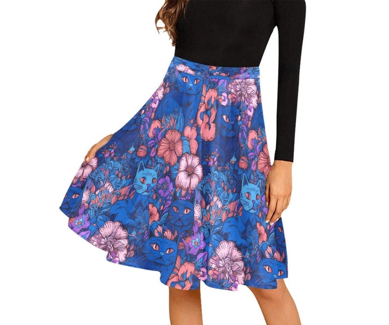 Unique Cat Skirt for Women, Box Pleated Boho Skirt With Hidden Zipper ...