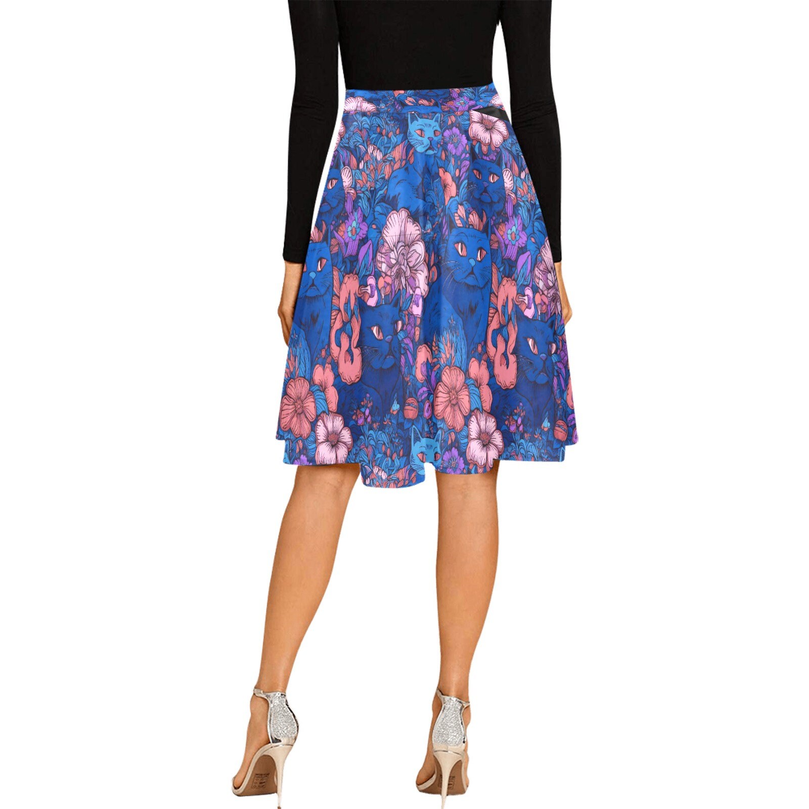 Unique Cat Skirt for Women, Box Pleated Boho Skirt With Hidden Zipper ...