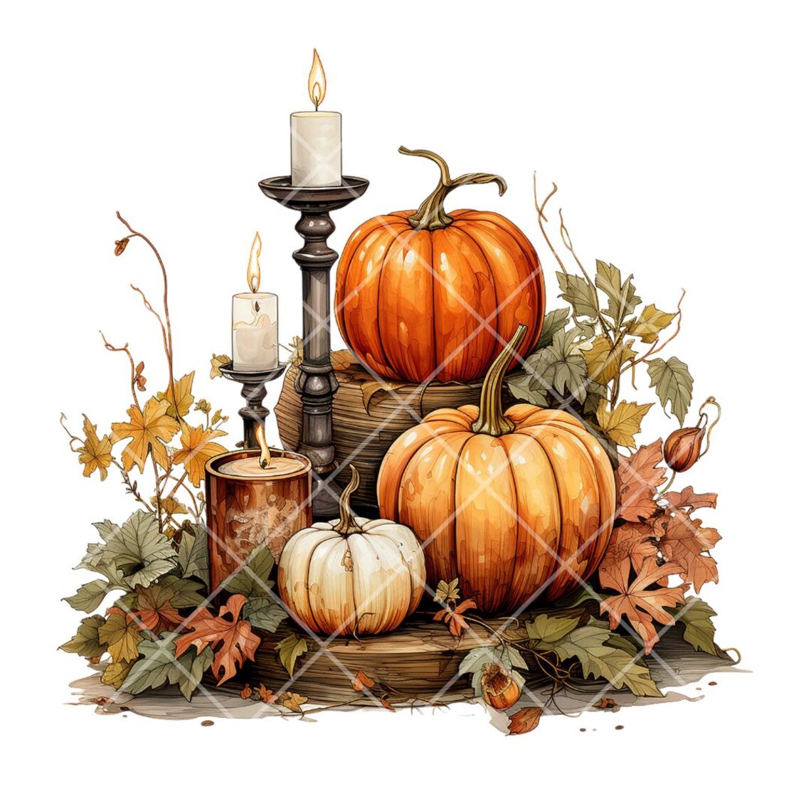 14 Watercolor Fall Decor Clipart Graphics Autumn Pngs for Commercial ...
