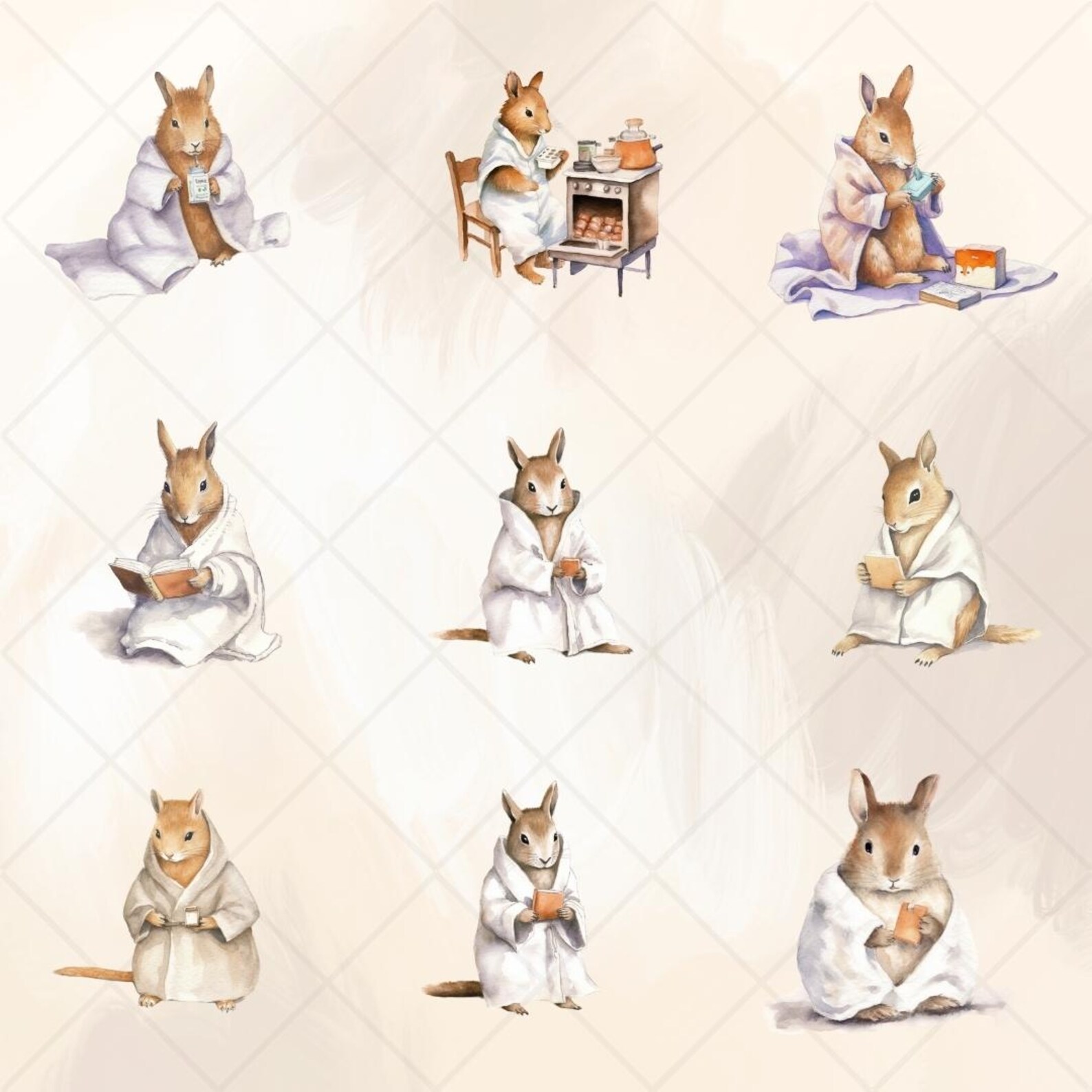 Watercolor Squirrels Spa Day Collection High-quality Transparent Pngs ...