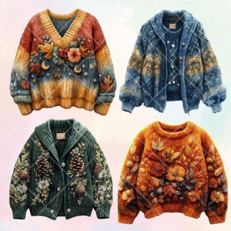 Watercolor Cozy Sweaters PNG Clipart Set 10 Images Digital Download ...