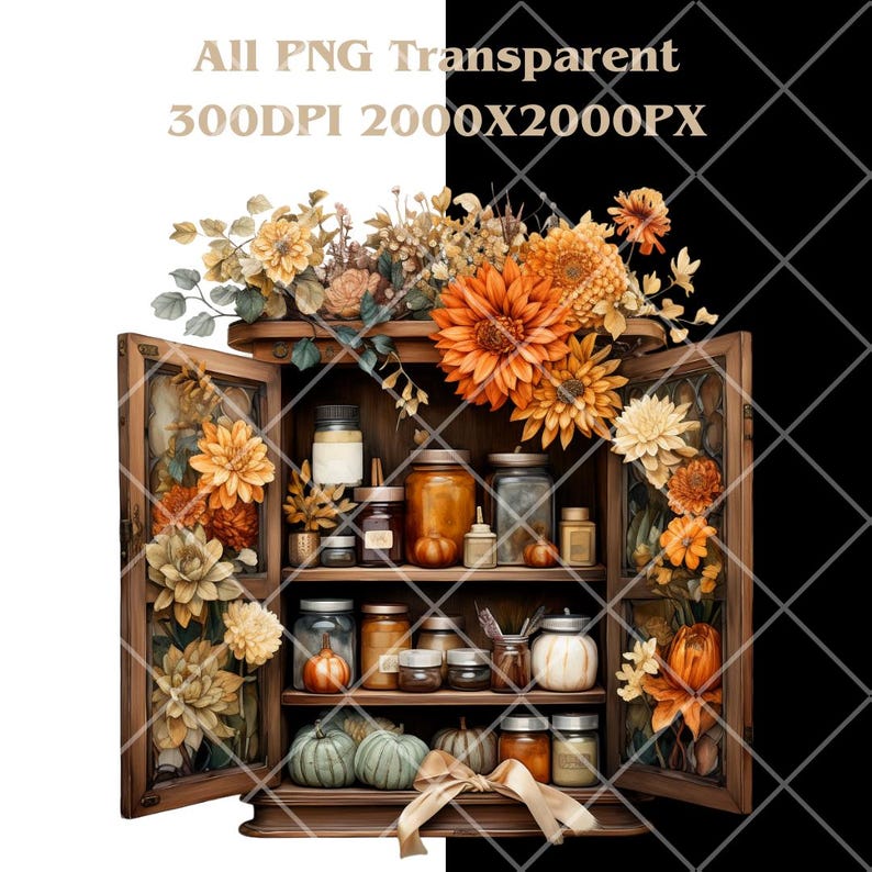14 Watercolor Fall Decor Clipart Graphics Autumn Pngs for Commercial ...