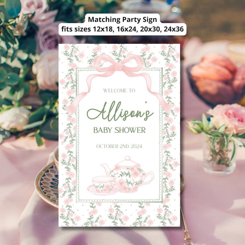Tea Party Baby Shower Invitation: 5x7 Canva Template (digital Download ...
