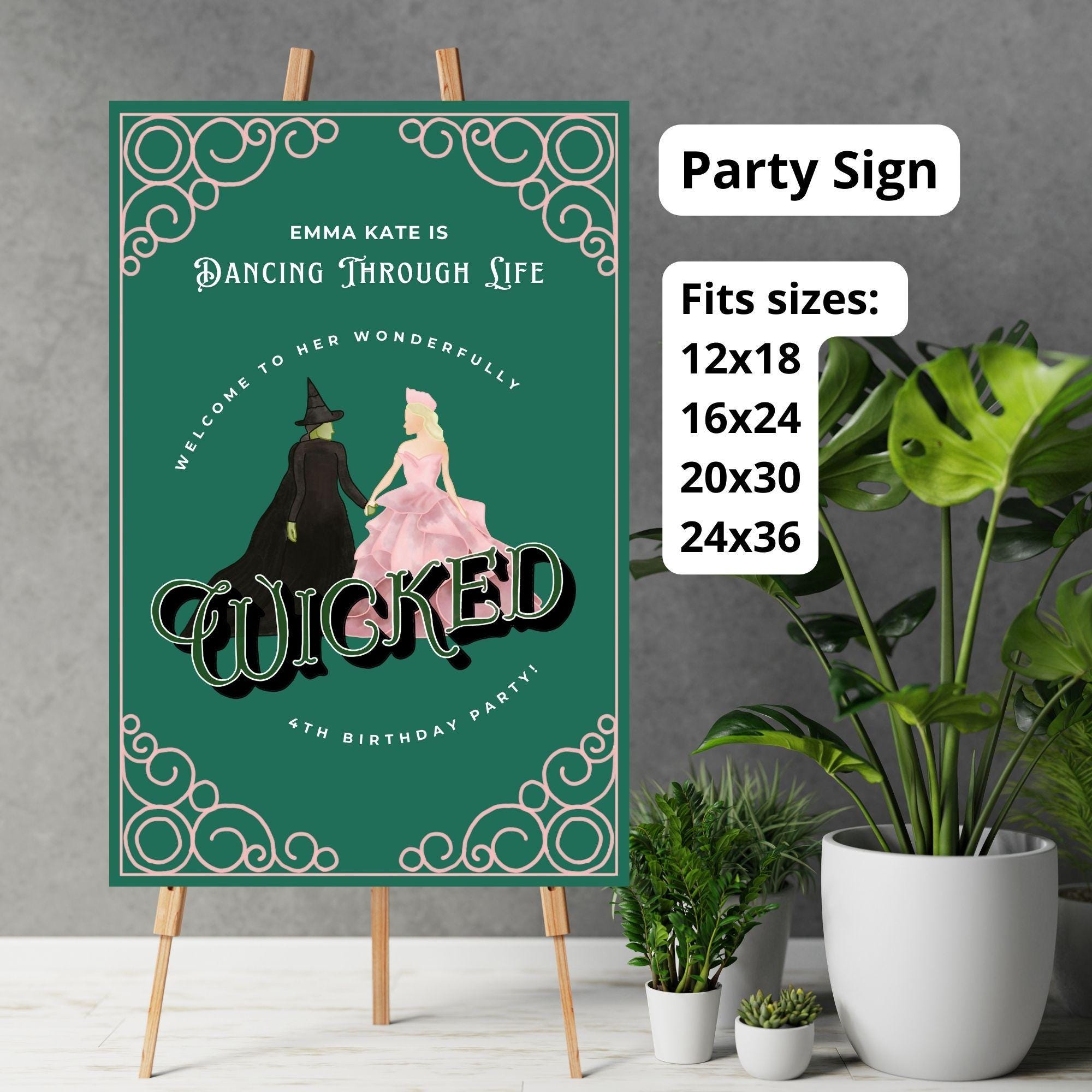 Wicked Birthday Party Sign Poster: Customizable Canva Template (digital ...