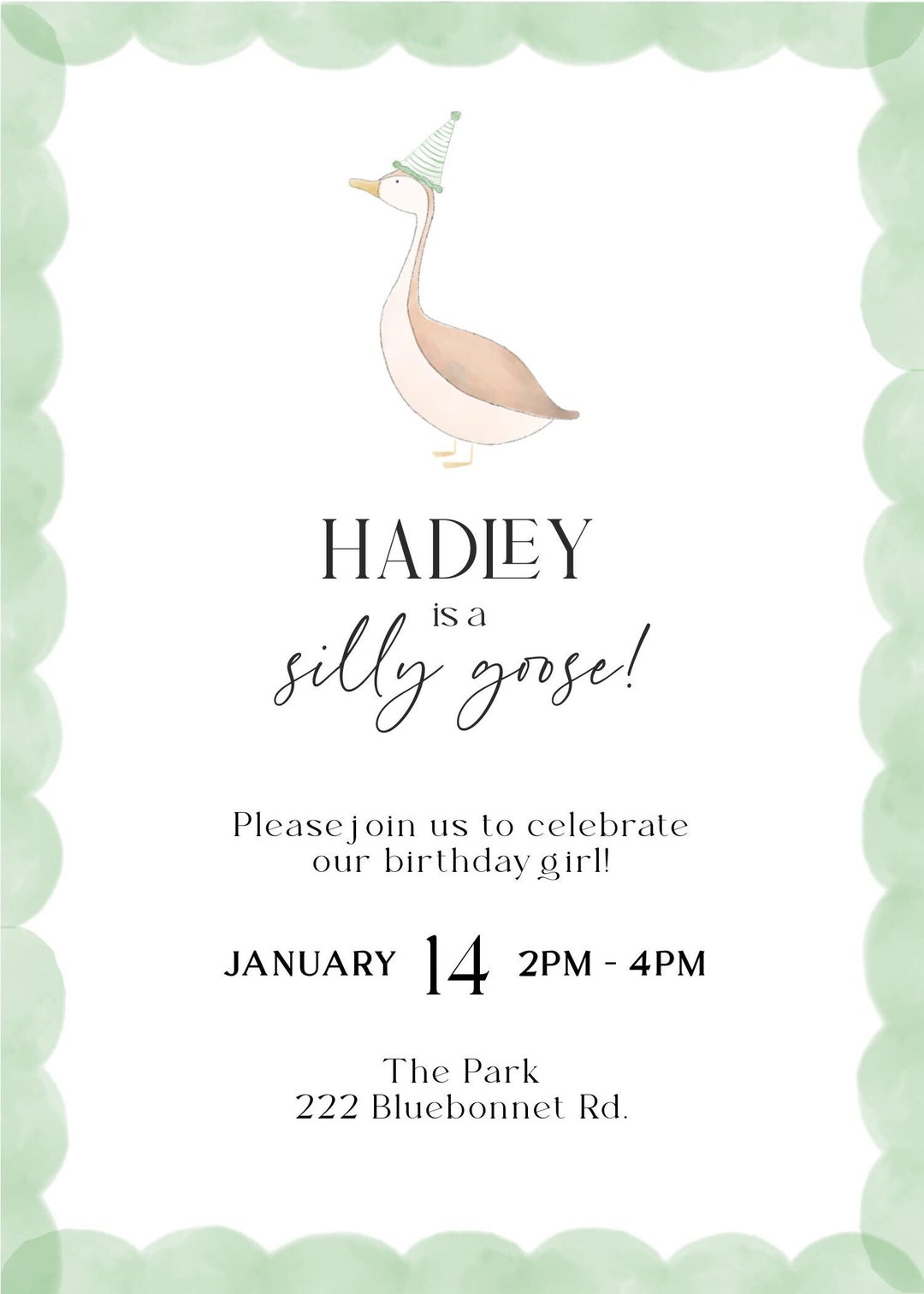 SILLY GOOSE INVITATION, Printable Editable Customizable Download ...
