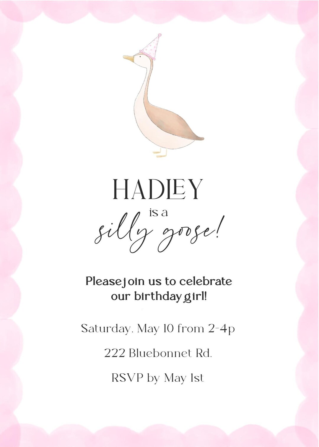 SILLY GOOSE INVITATION, Printable Editable Customizable Download ...