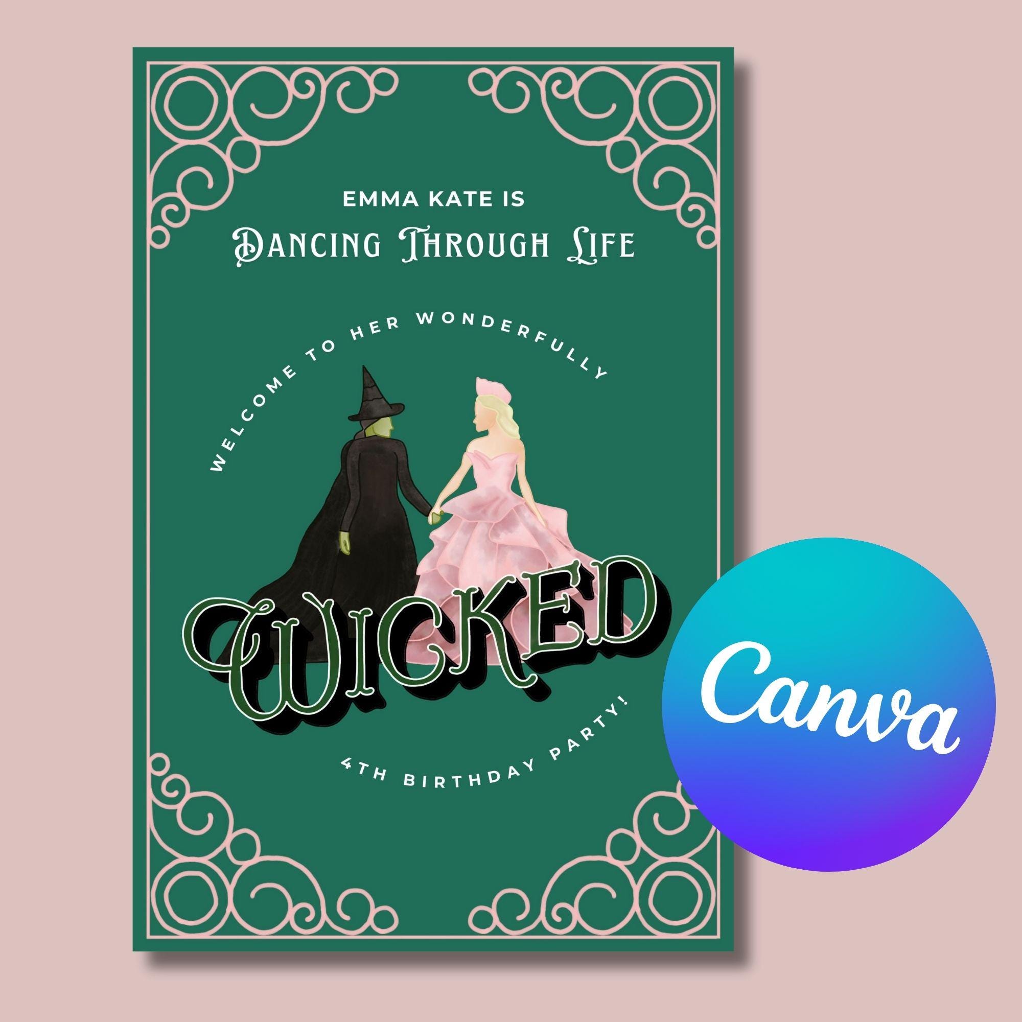 Wicked Birthday Party Sign Poster: Customizable Canva Template (digital ...