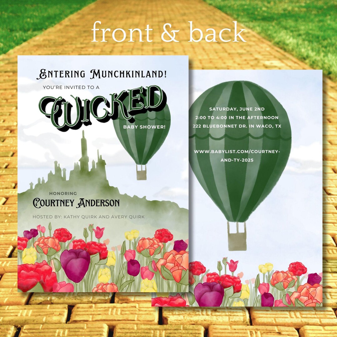 WICKED BABY SHOWER, Wicked Themed Party Invitation, 5x7 Digital ...