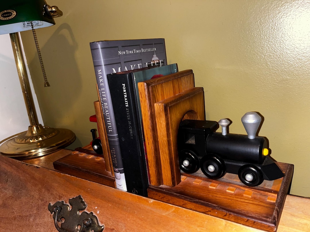 Wooden Train Bookends - Etsy