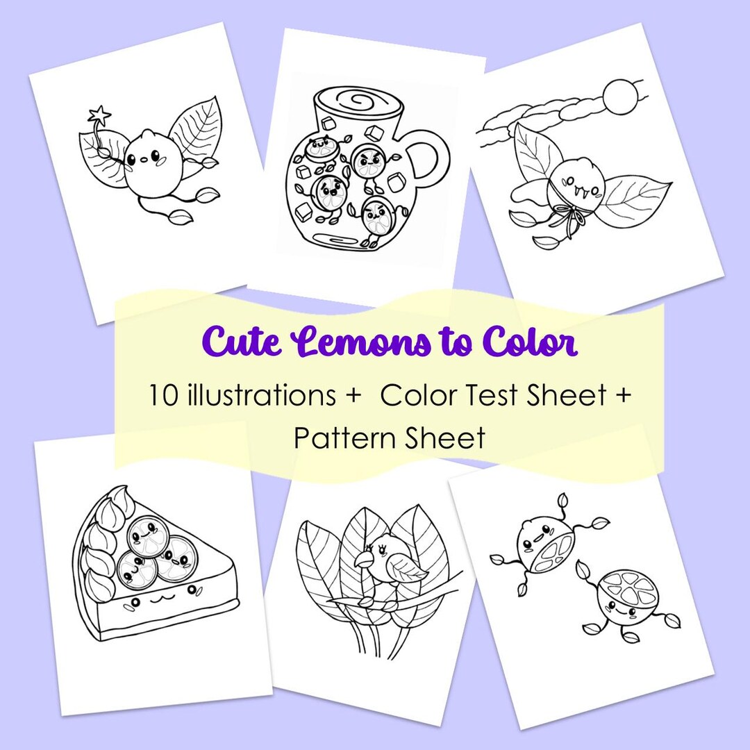 Cute Lemons to Color, Coloring Pages for Kids and Adults, Cozy Lemons ...