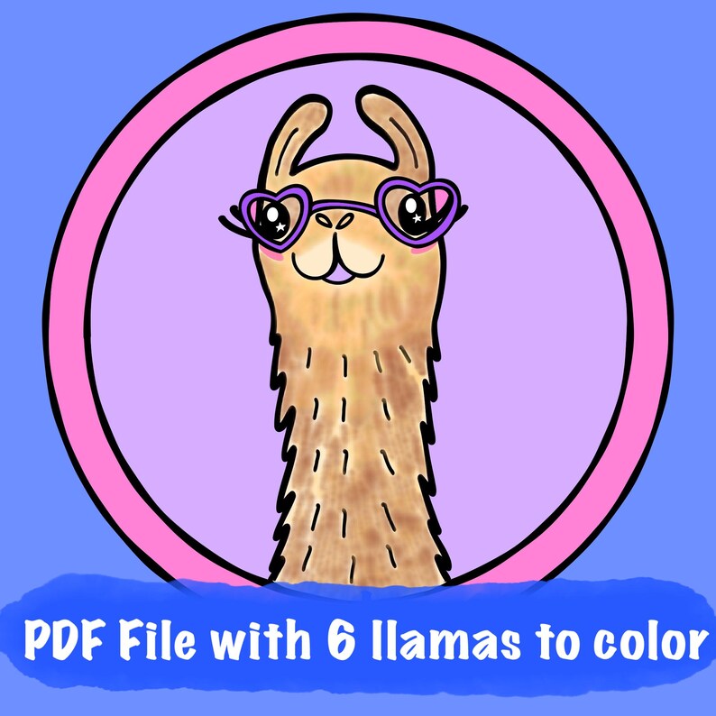 Llama Coloring With Bold and Easy Lines - Relaxed Llama, Spring Llama ...
