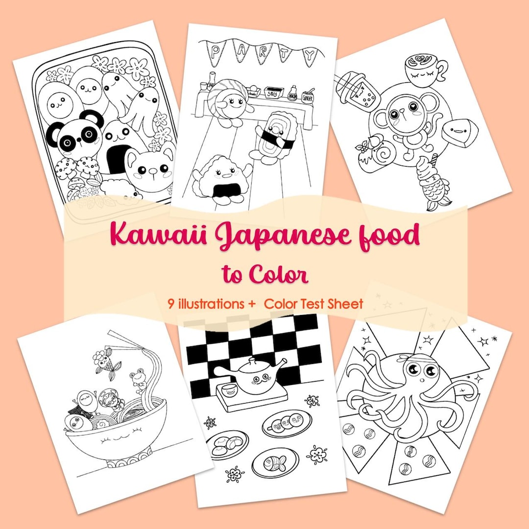 Kawaii Japanese Food Coloring Pages, Kids and Adults, Bold and Easy ...