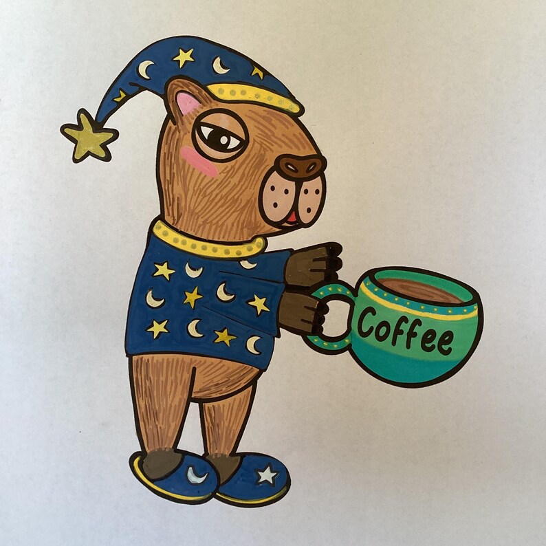 Cute Capybaras to Color, Bold and Easy, for Kids and Adults - Etsy ...