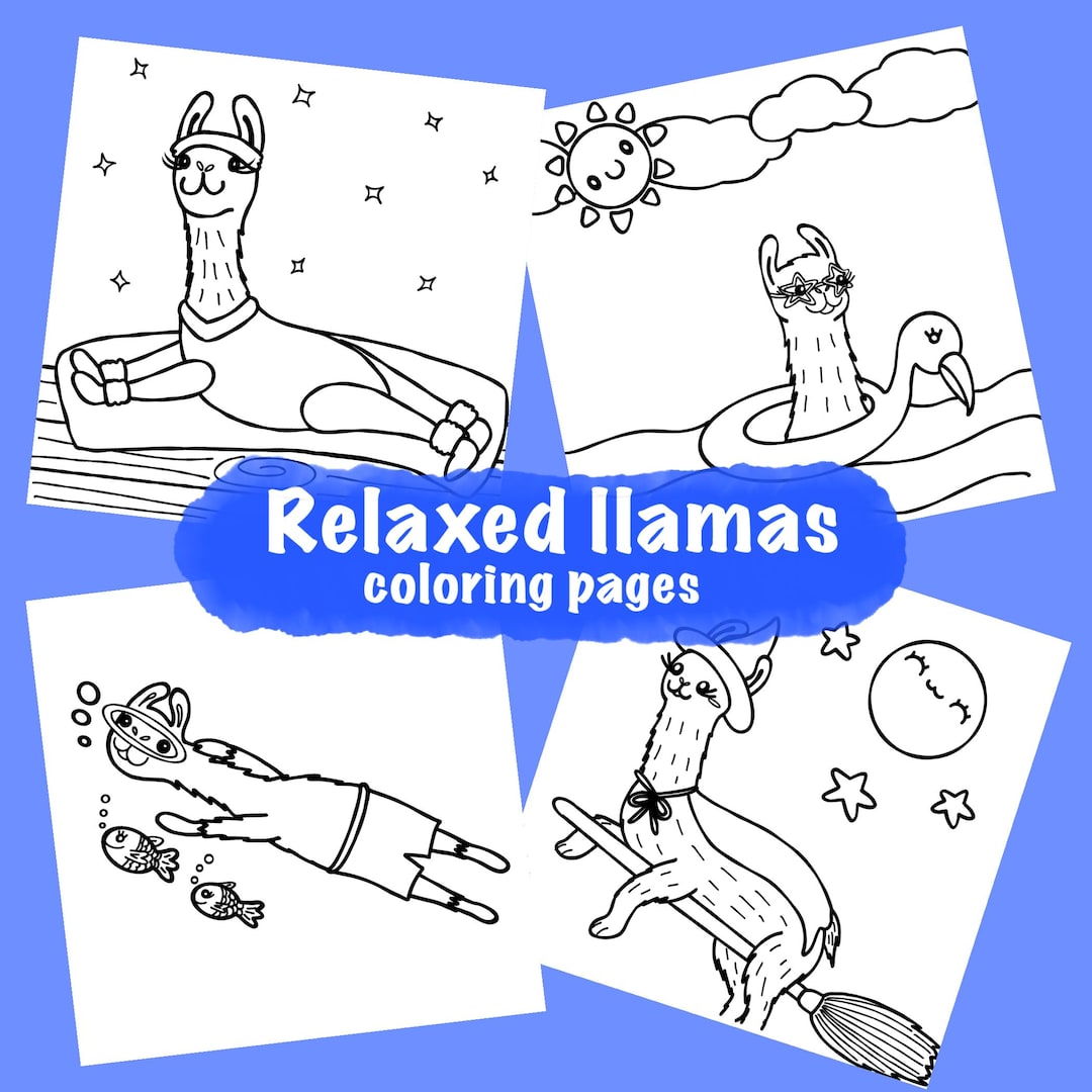 Llama Coloring With Bold and Easy Lines - Relaxed Llama, Spring Llama ...
