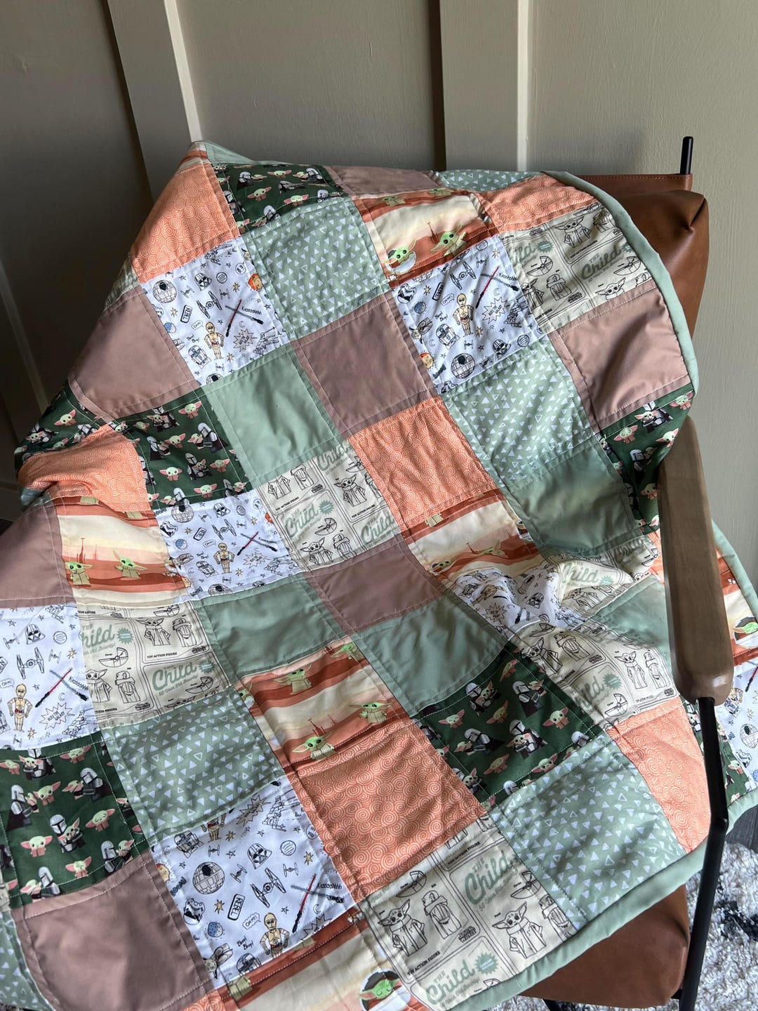 Handmade Star Wars Mandalorian Baby Quilt | Galactic Nursery Decor ...