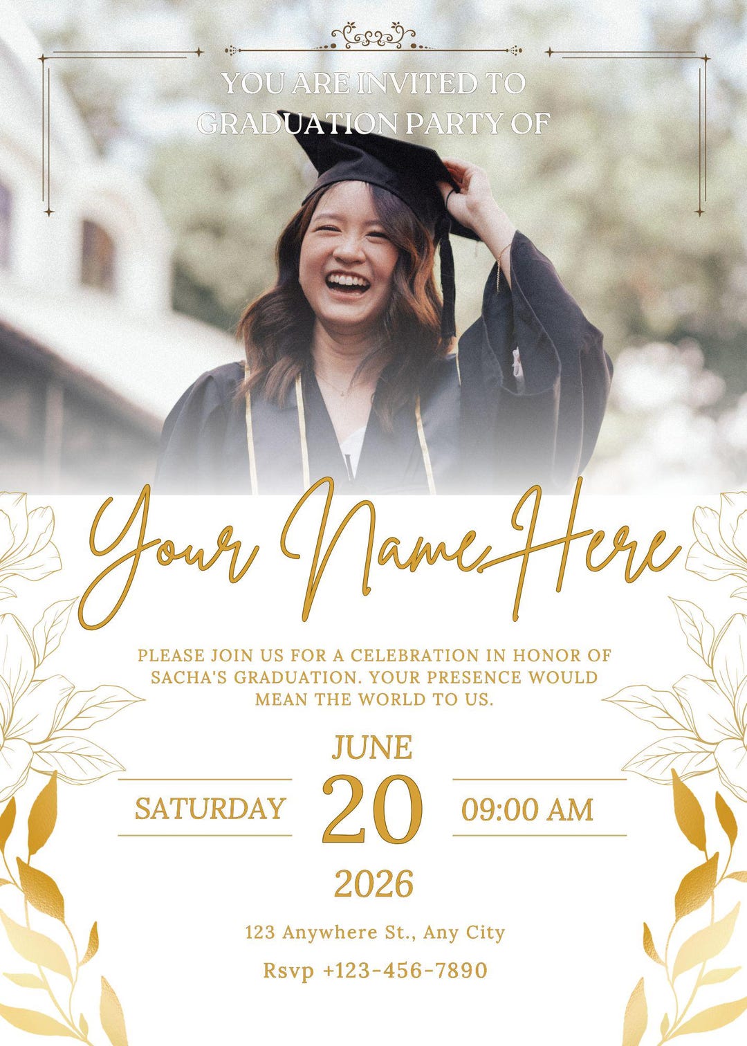 Digital Graduation Invitation | Editable Graduation Party Invite ...