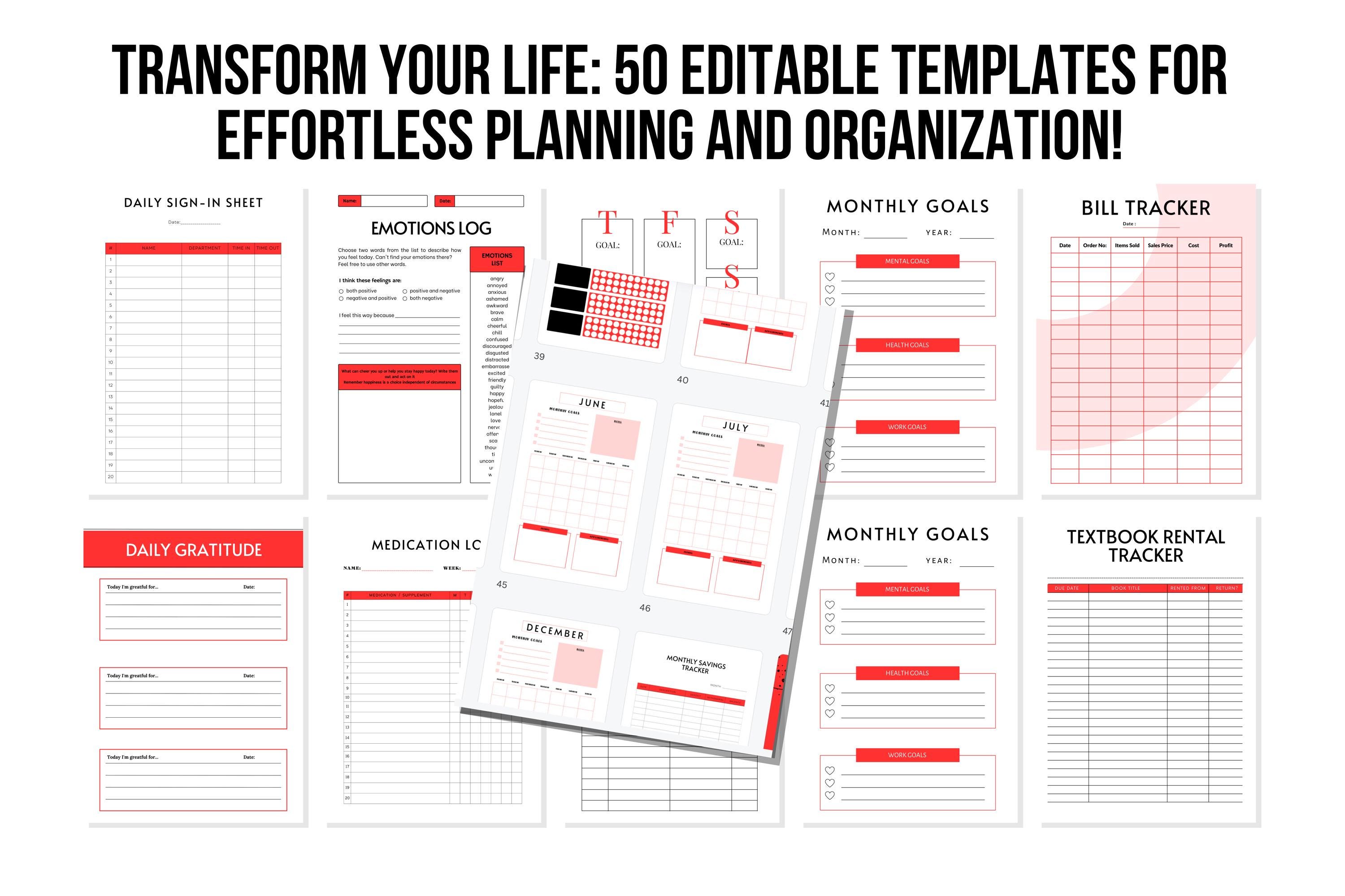 50 Editable Life Organizer Templates – Plan, Track, and Organize - Etsy