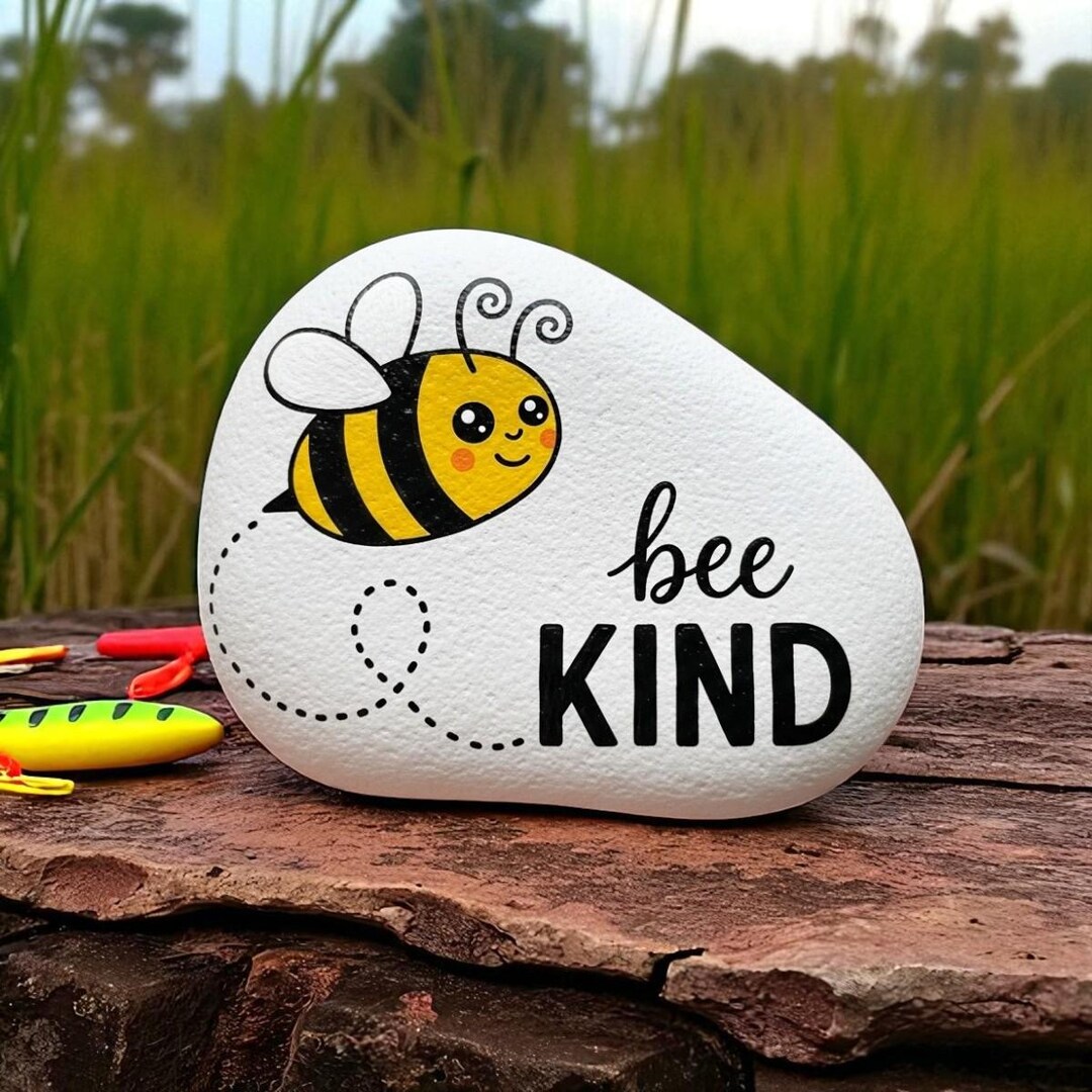 Bee Kind Painted Rock, Inspirational Hand Painted Stone Gift, Hand ...