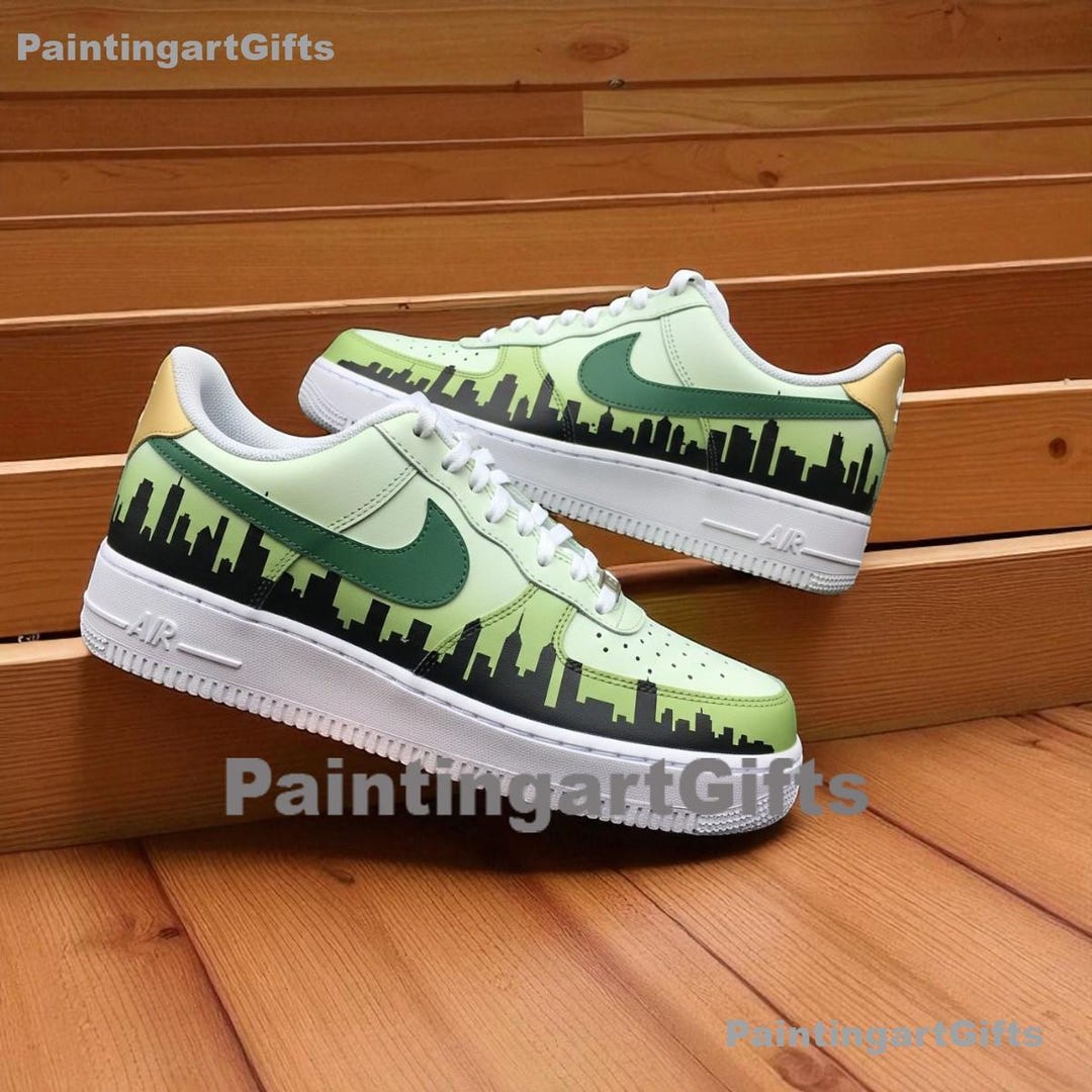 Custom Skyline Drip Air Force 1, Black Cityscape AF1 Sneakers, Urban ...