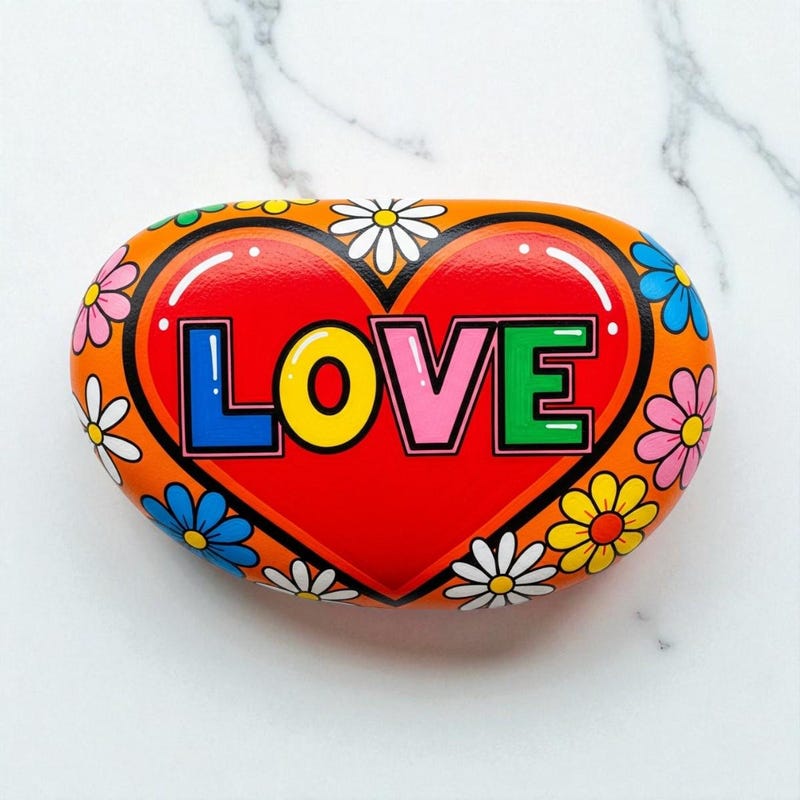 Painted Heart Rock - Etsy