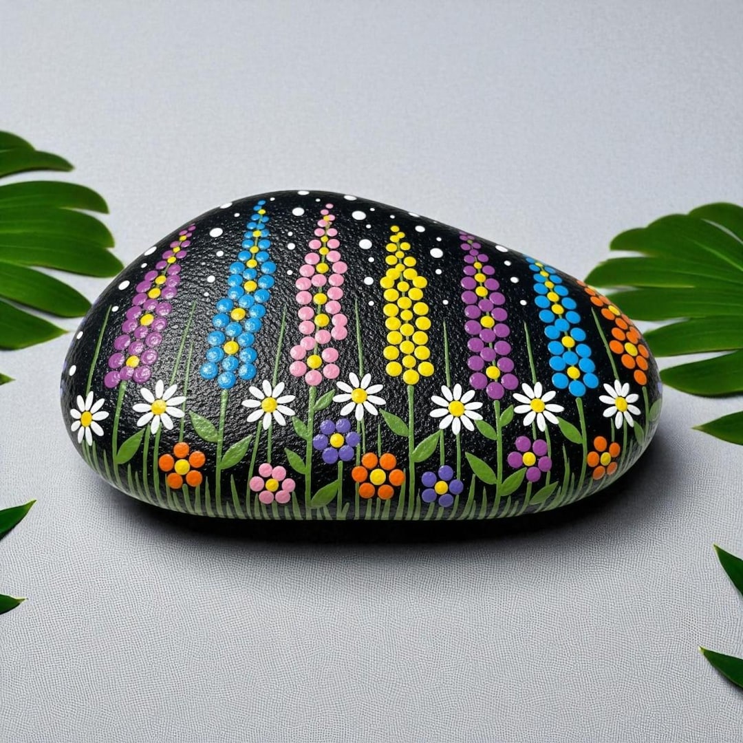 Hand-painted Meadow Flower Rock Art - Garden Decor - Etsy