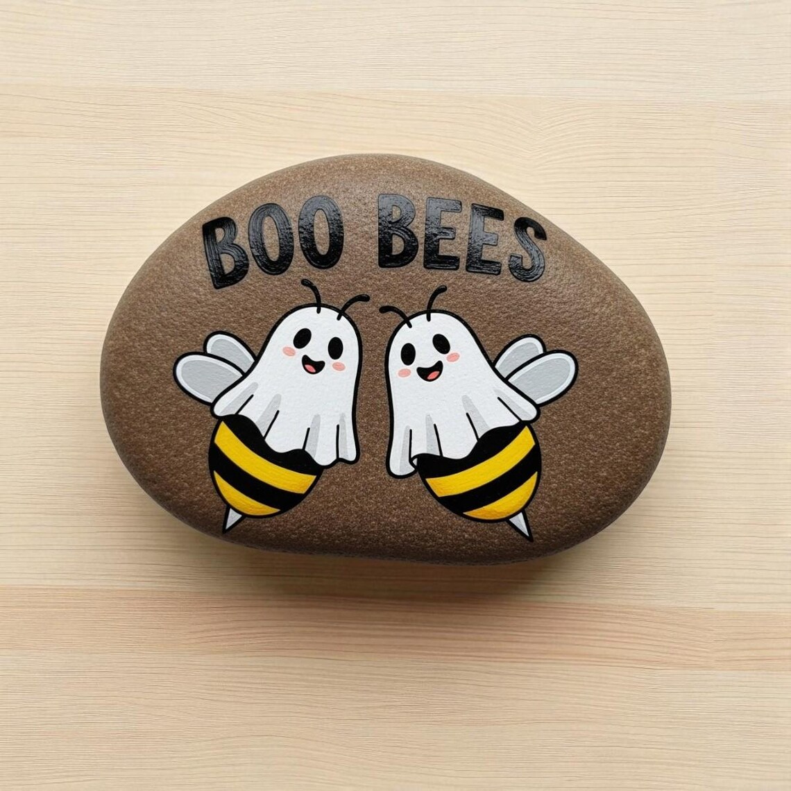 Funny Boo Bees Painted Rock, Boo Bees Painting Rocks, Hand Painted ...