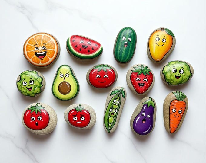 Food Painted Stones - Etsy