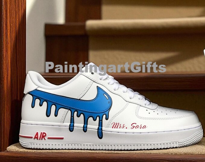 Custom Nike Air Force 1 Shoes Light Blue Drip - Etsy Canada