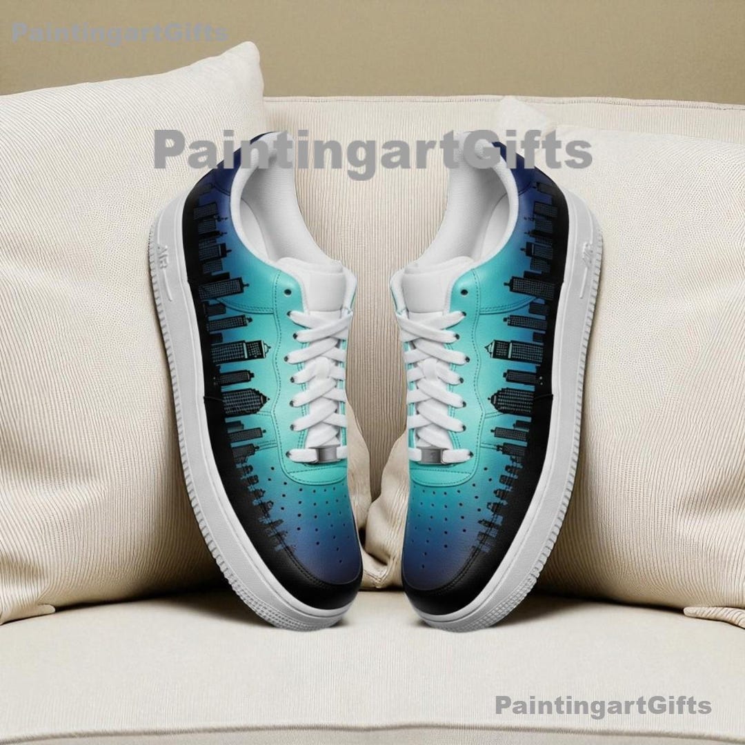 Sunset Cityscape Air Force 1 Sneakers: Hand-painted Urban Shoes - Etsy