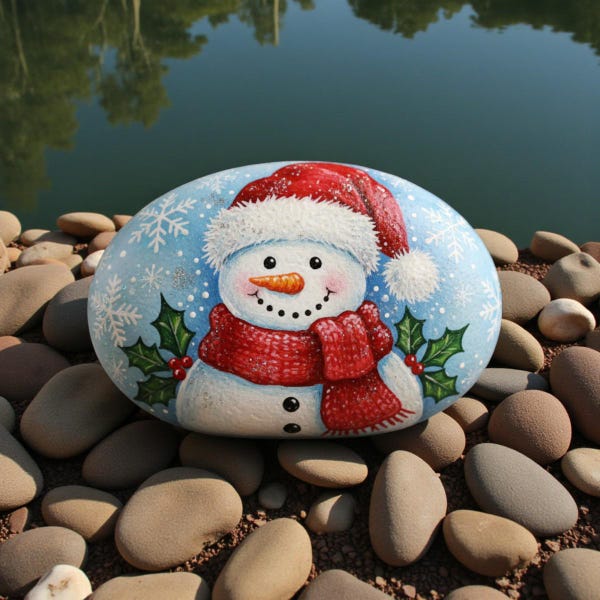 Painted Snowman Rocks - Etsy