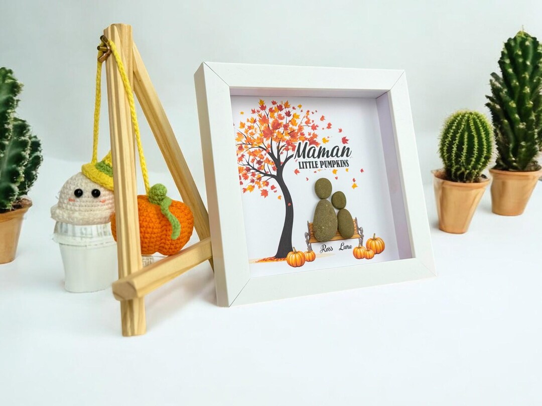 Personalized Halloween Pebble Art, Maman Gift in Wood Frame - Etsy