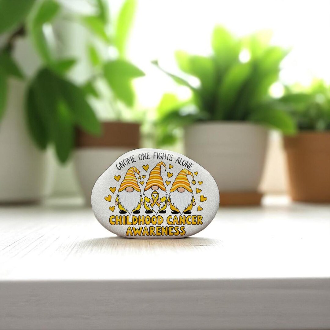 Retro Childhood Cancer Rock Painting, Retro Smile Face Rock Art ...