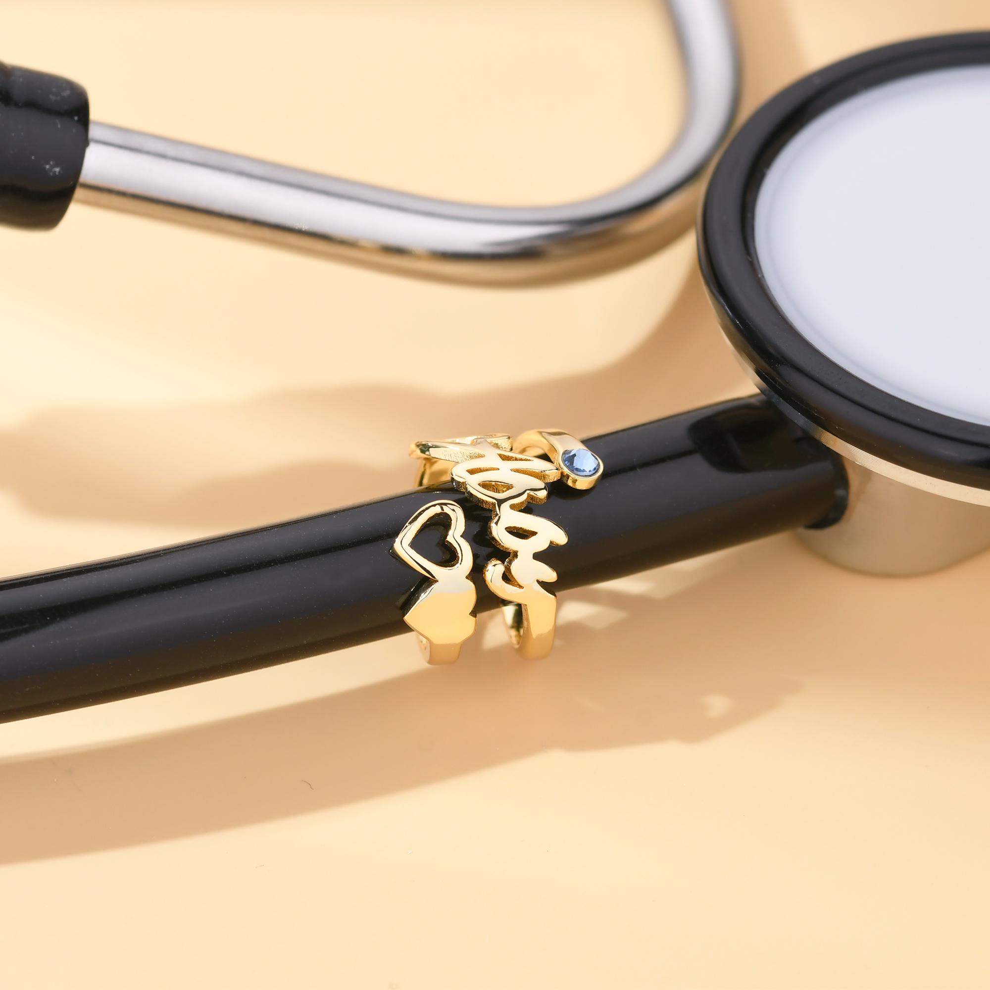 Gold Stethoscope ID Tag, Stethoscope Name Charm, Stethoscope Name Tag ...