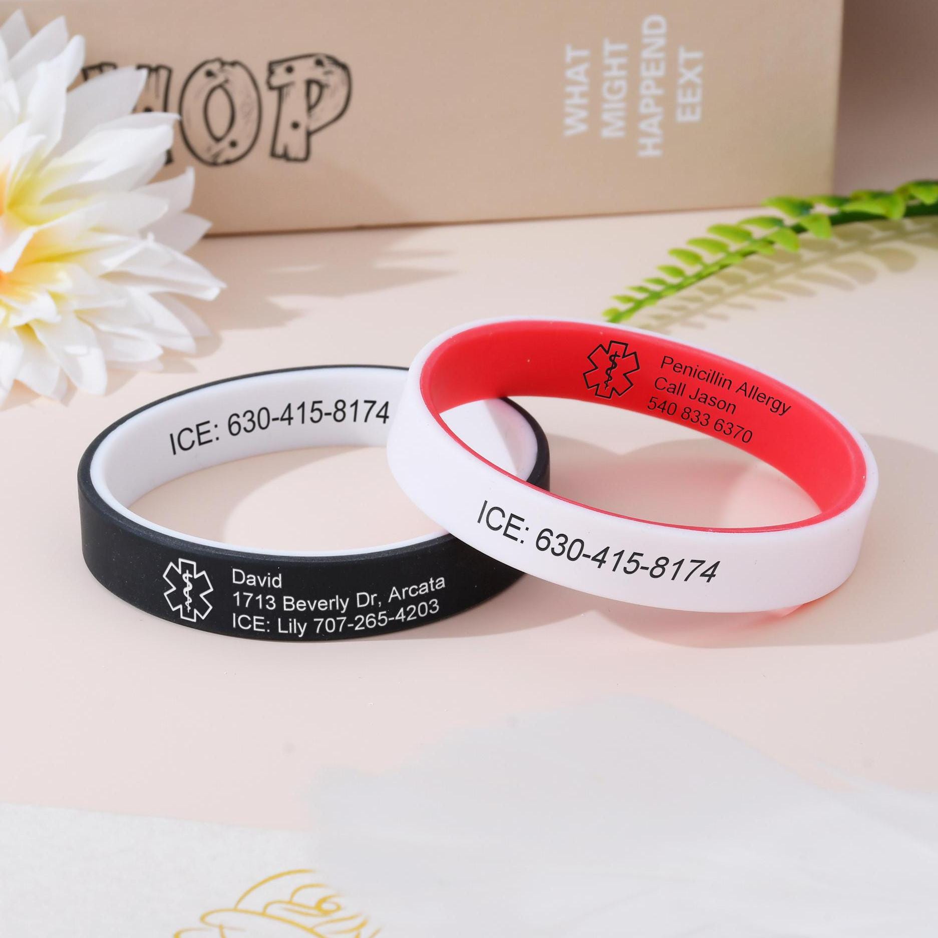 Custom Silicone Medic Alert Bracelet, Double Layer Medical ID Bracelet ...