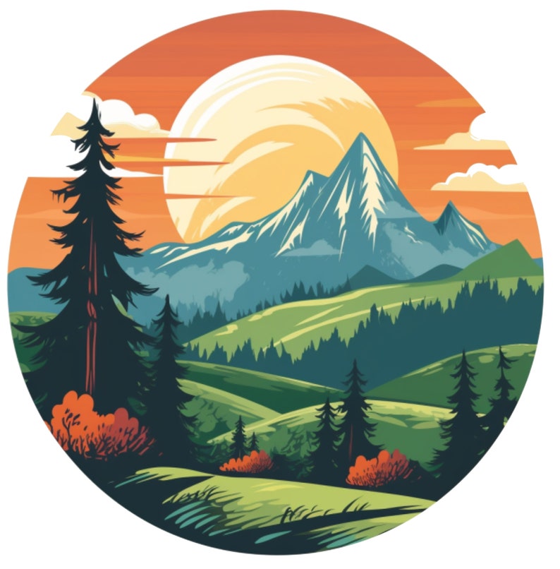 Mountain View Clipart Printable Pictures - Etsy