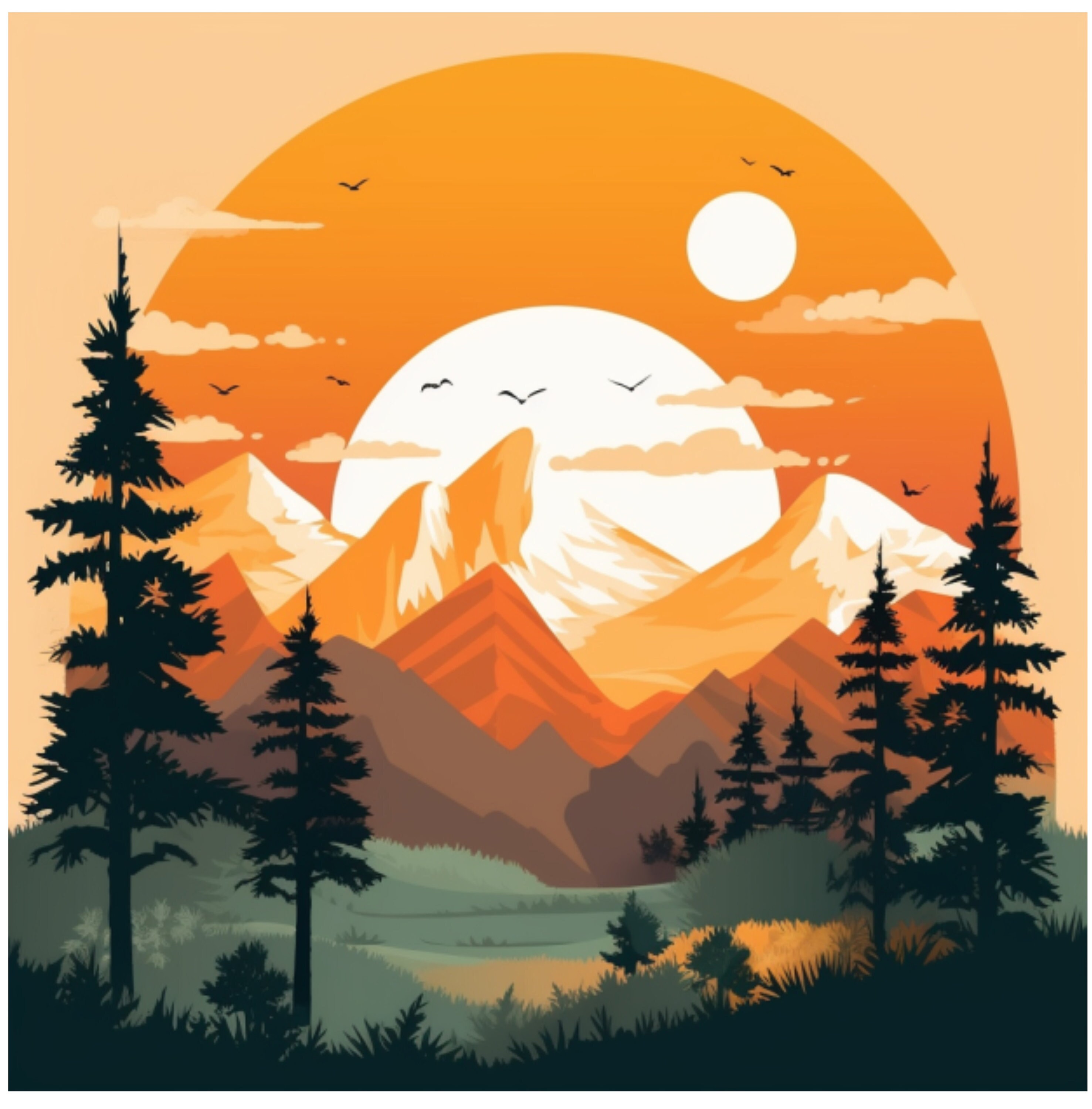 Mountain View Clipart Printable Pictures - Etsy