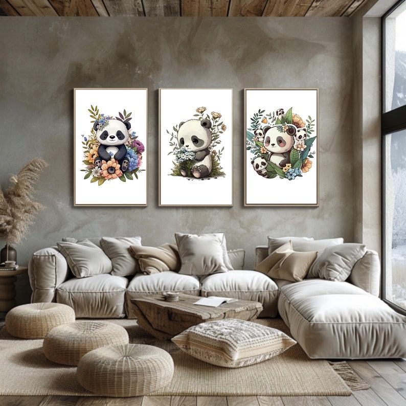 Cute Printable Floral Panda, Jpeg, - Etsy