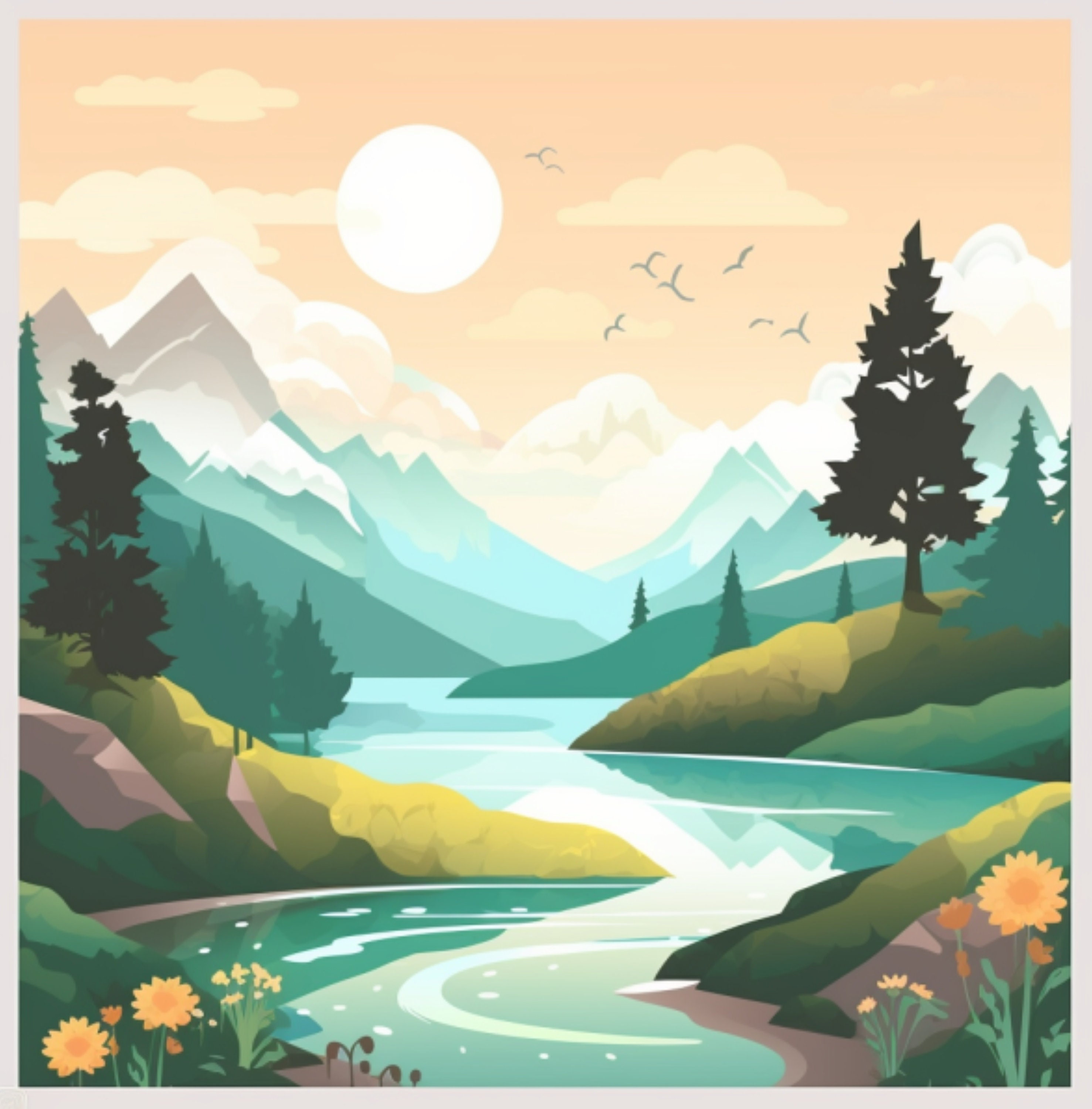 Mountain View Clipart Printable Pictures - Etsy