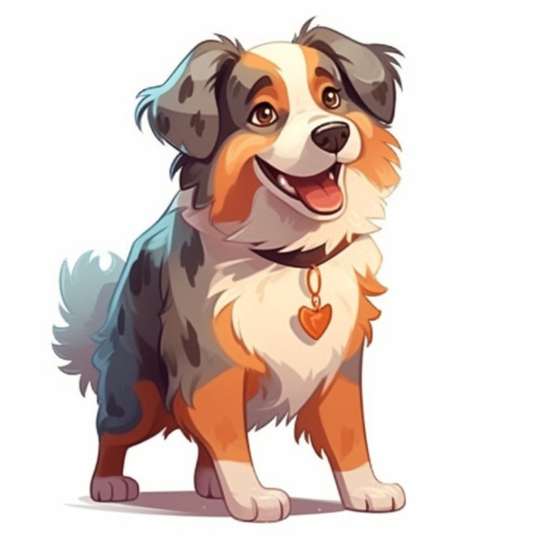 Aussie Clip Art, JPG,SVG and PNG Cute Dog Clipart, Australian Shepperd ...